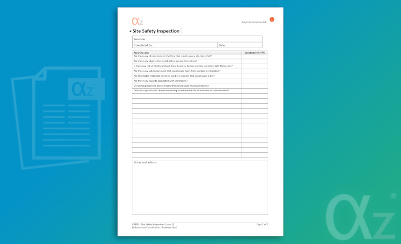 Site Safety Inspection Sheet